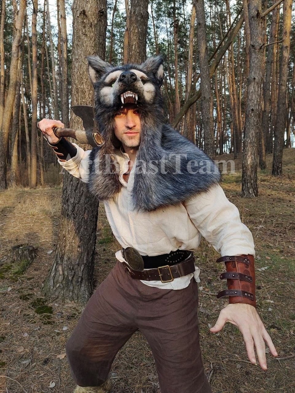 Werewolf Headdress Gray Werewolf Mask Gray Wolf Mask Animal - Etsy