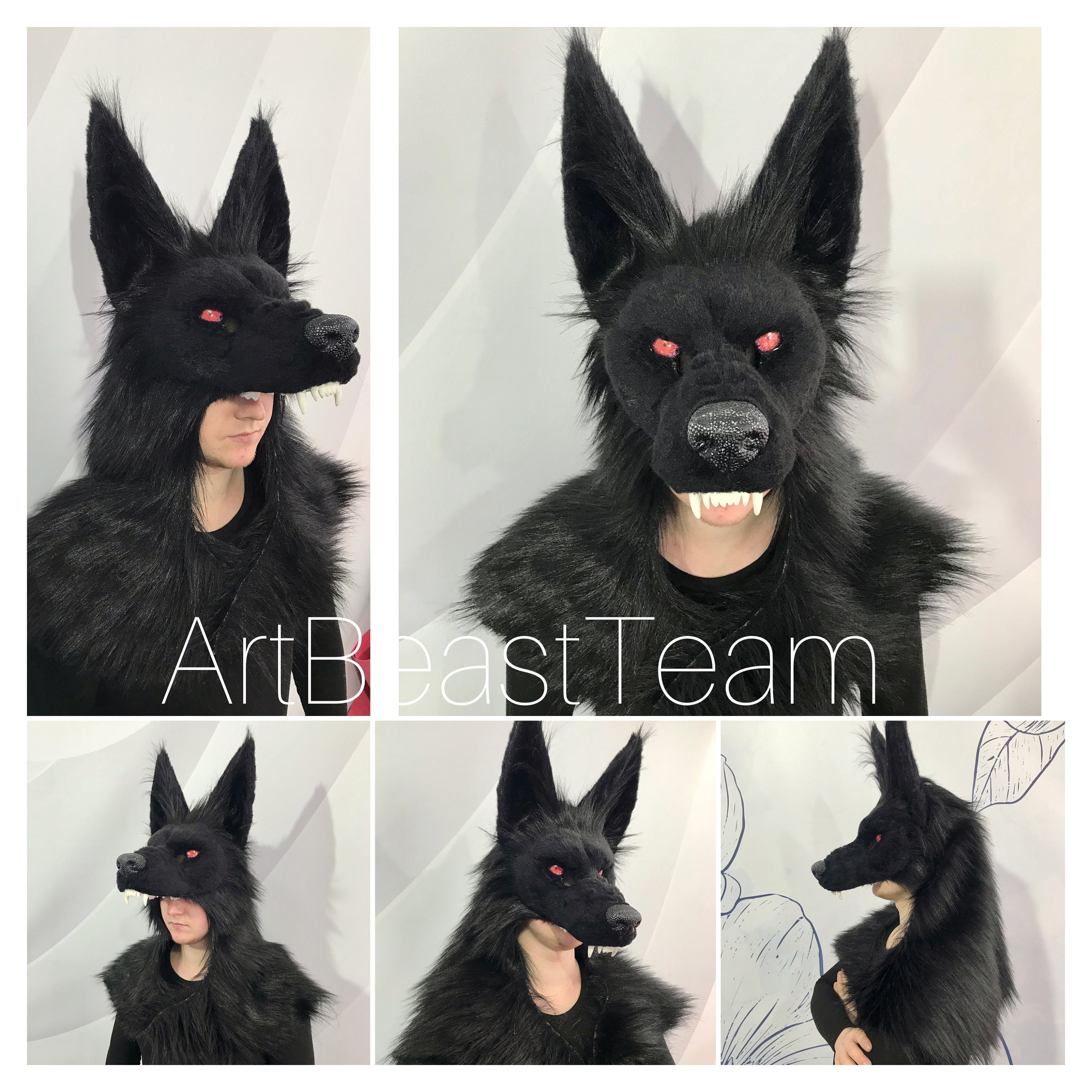 Werewolf Red EYES Headdress Red EYES black werewolf mask | Etsy