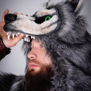 Werewolf Headdress, Gray Werewolf Mask, Gray Wolf Mask, Animal Friendly ...