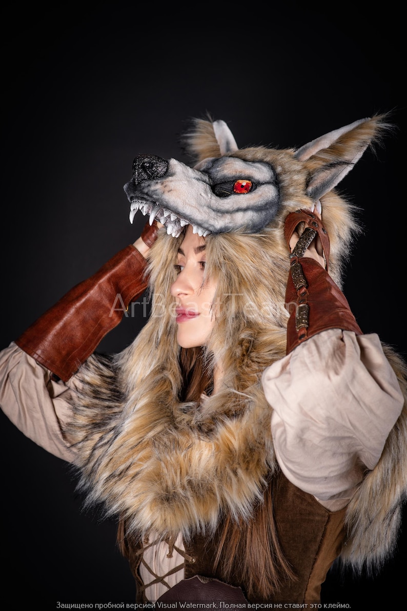 Handmade Werewolf Headdress, Faux Fur Viking Wolf Mask - Etsy Ireland