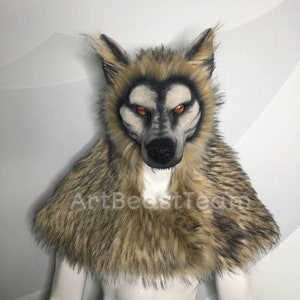 Werewolf Headdress, Brown Wolf Mask, Animal Friendly Faux Fur - Etsy