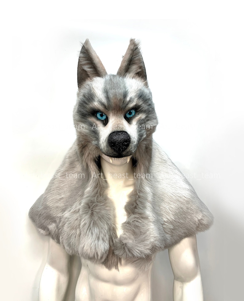 Gray Werewolf Headdress Werewolf Mask Gray Wolf Mask Animal - Etsy