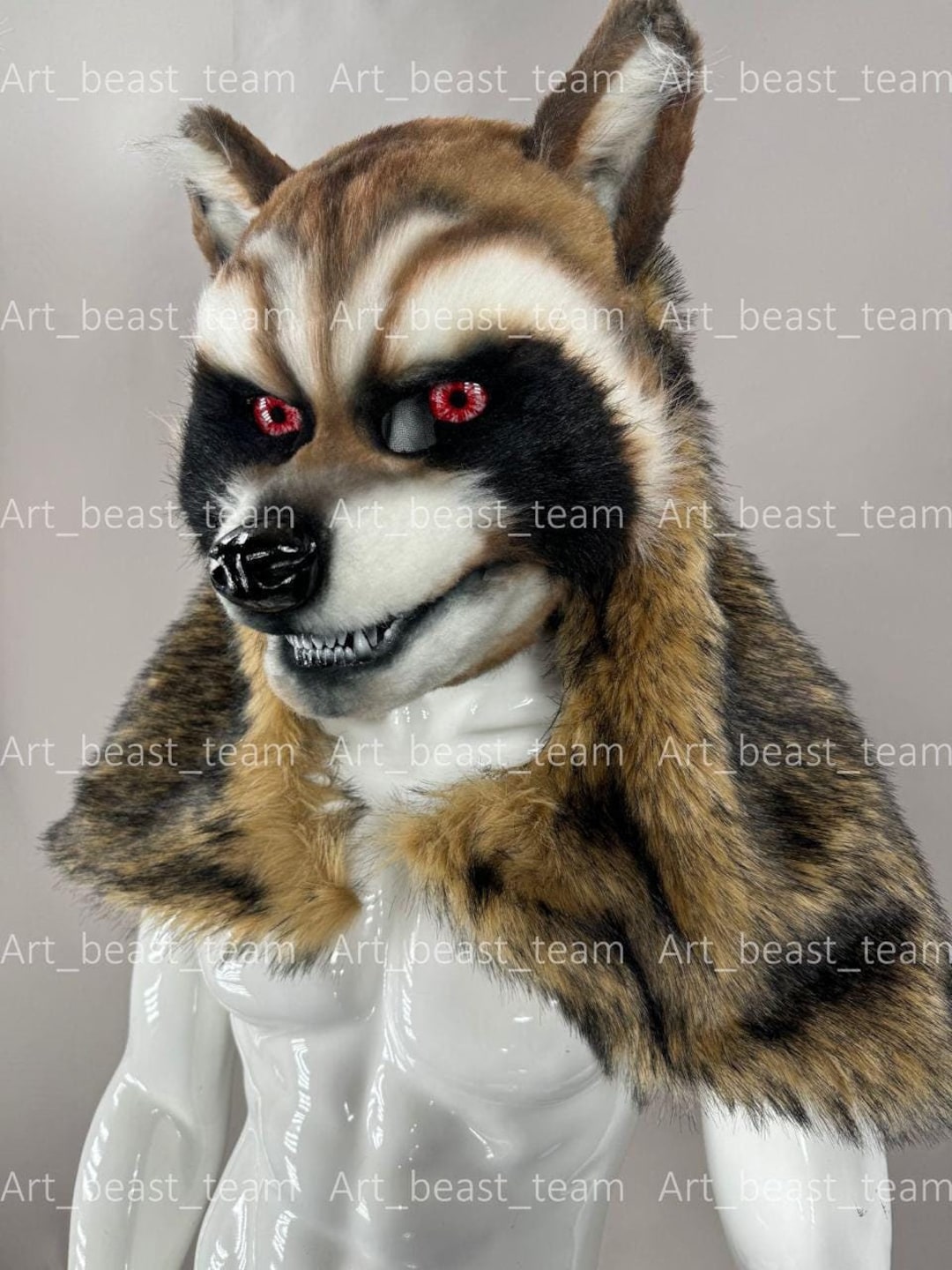 Racoon Brown Headdress Moving Jaw, Racoon Mask, Animal Friendly, Racoon ...