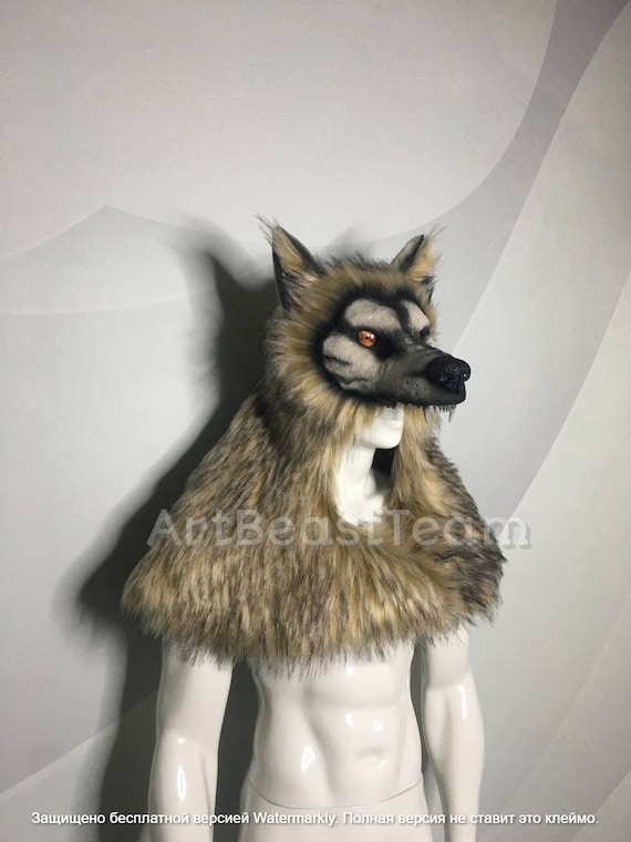 Wolf Headdress Mask L'VOW Furry Wolf Mask Viking Fur Fox Mask Wendigo