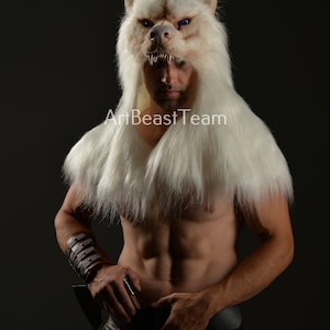 Werewolf Headdress, White Werewolf Mask, White Wolf Mask, Animal ...