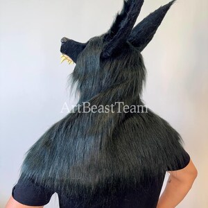 Red-eyed Werewolf Headdress: Animal-friendly Black Wolf Mask - Etsy