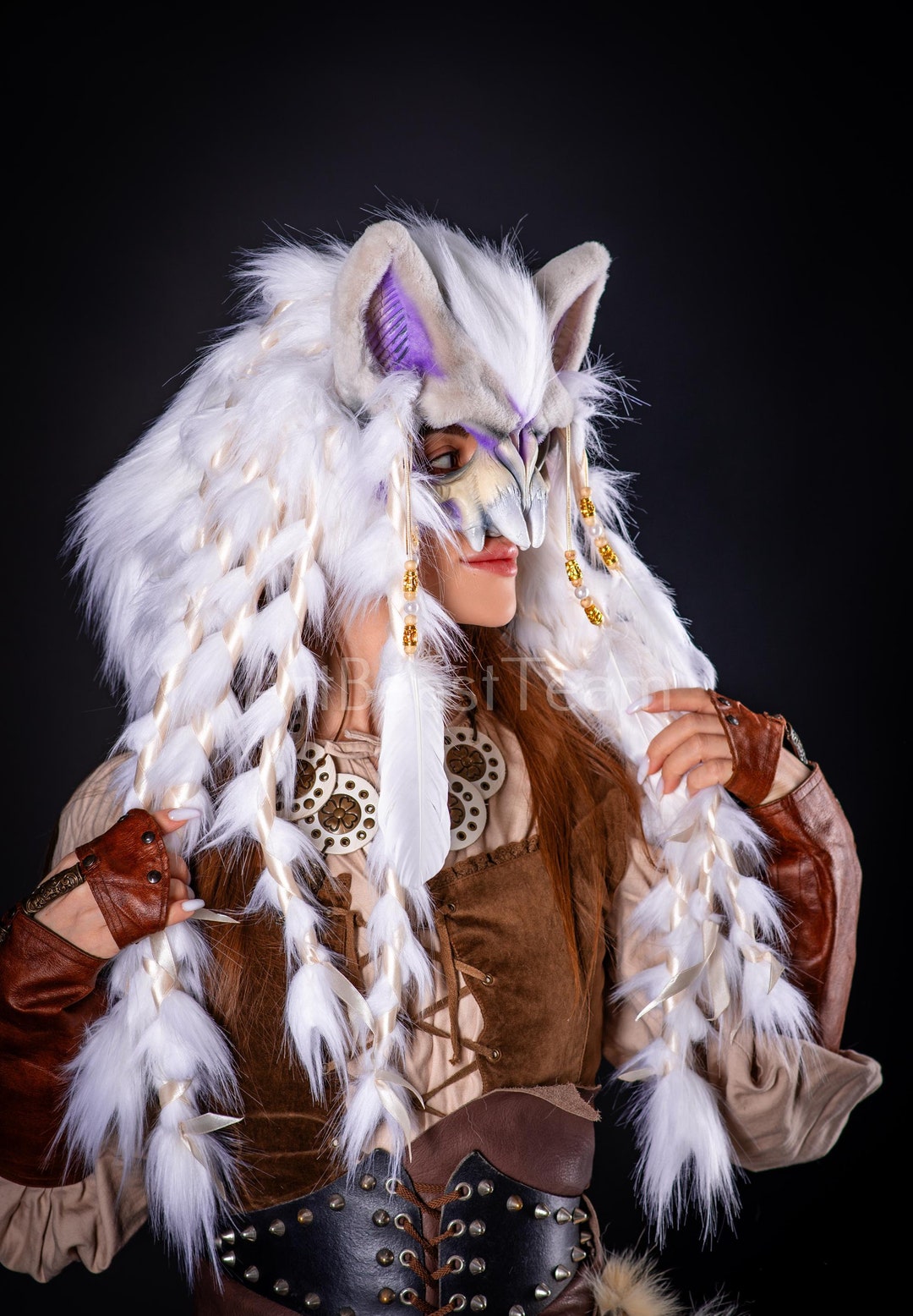 White Werewolf Headdress: Animal Friendly Faux Fur Mask - Etsy
