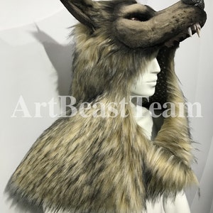 Werewolf Headdress, Brown Wolf Mask, Animal Friendly Faux Fur - Etsy