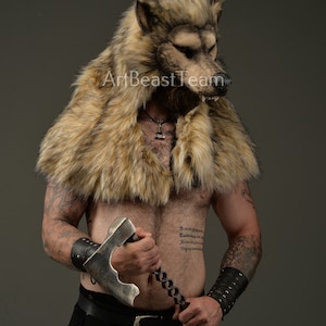 Werewolf Headdress, Brown Wolf Mask, Animal Friendly Faux Fur - Etsy
