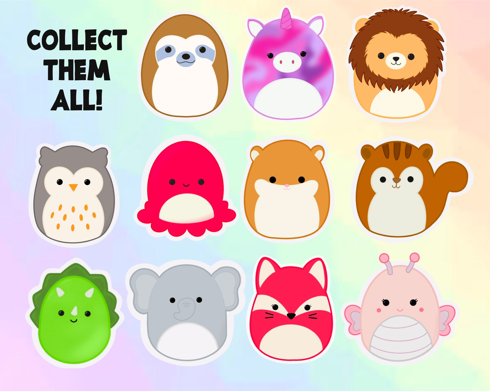 Squishmallow Inspired Vinyl Stickers Squish decals | Etsy