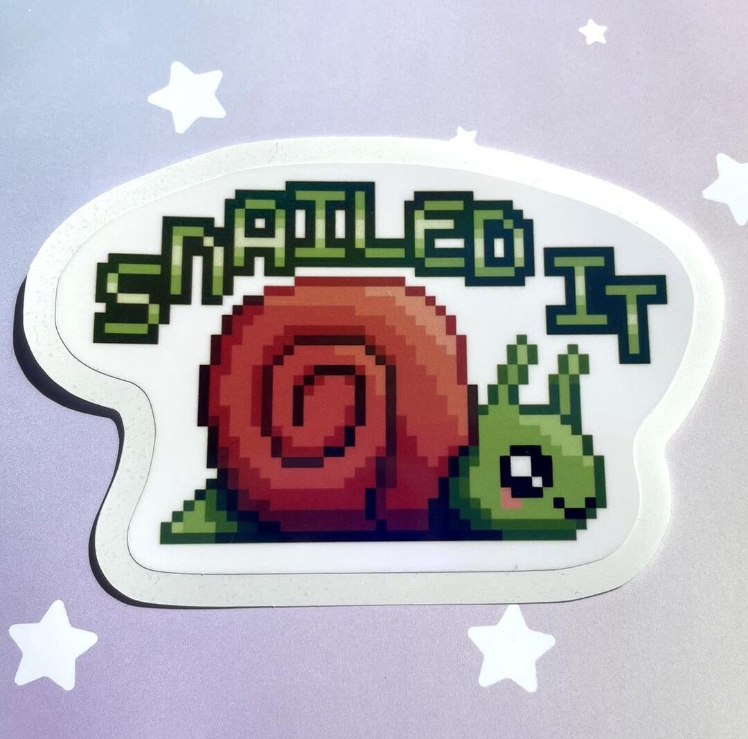 Pixel Vinyl Sticker, Glossy or Holographic, Easy-peel, "snailed It ...