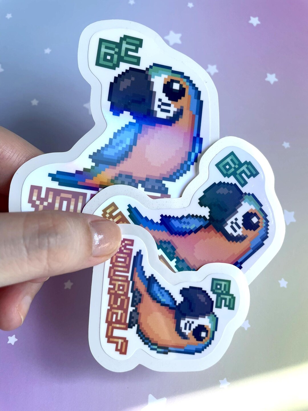 Pixel Vinyl Sticker, Glossy or Holographic, Easy-peel, Motivational "be ...