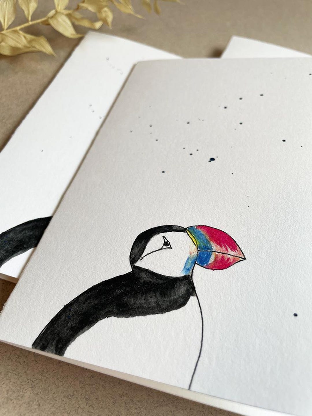 Condolence Card *farewell* Watercolor Puffin* Folding Card* Mourning ...