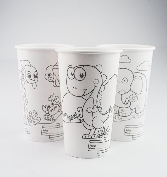 Coloring Paper Cups for Kids Disposable Paper Cups Set of 48 - Etsy