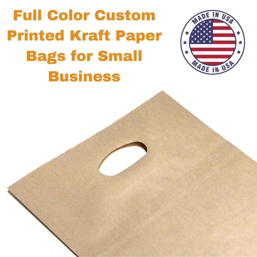 Custom Printed Kraft Paper Bags: Full Color Logo, Retail Gift Bags - Etsy