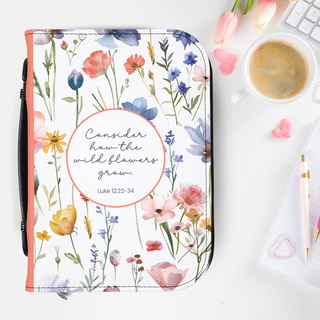 Floral Bible Cover, Christian Bible Case, Bible Study Organizer, Faith ...
