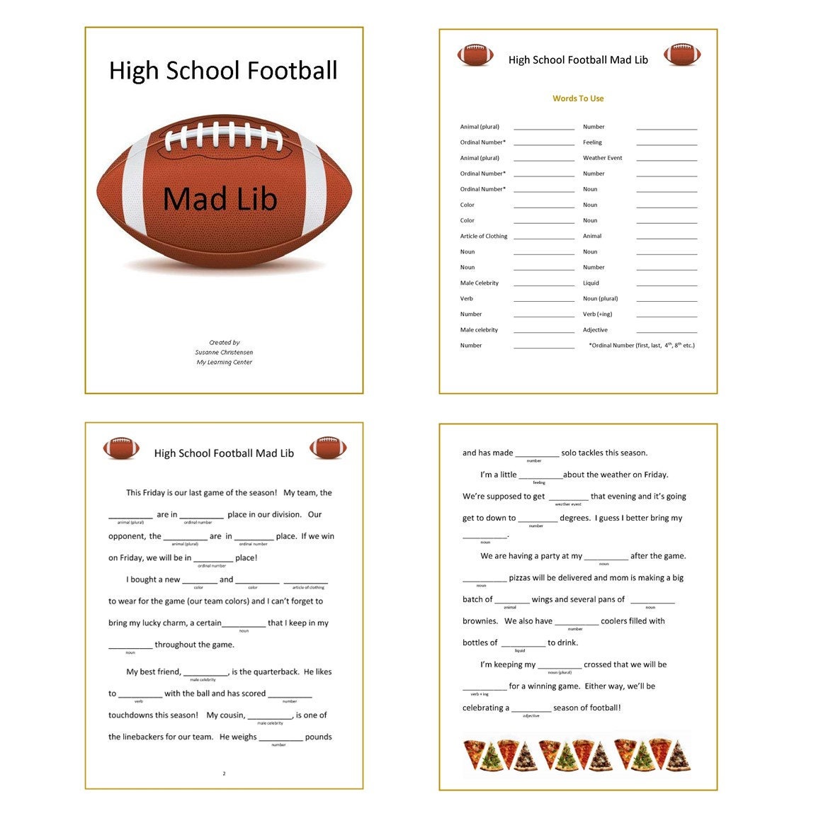 Mad Libs for Fall 4 A Day at the Orchard, High School Football ...
