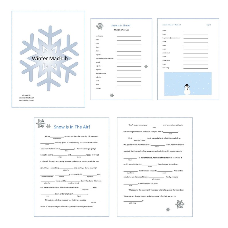 Mad Libs for All Seasons: Spring, Summer, Fall, Winter - Etsy