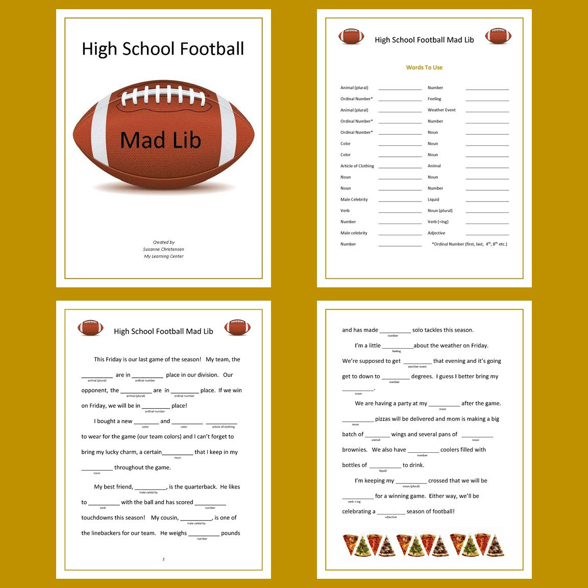 Mad Libs With Sports Basketball, Baseball, Golf, Football Digital ...