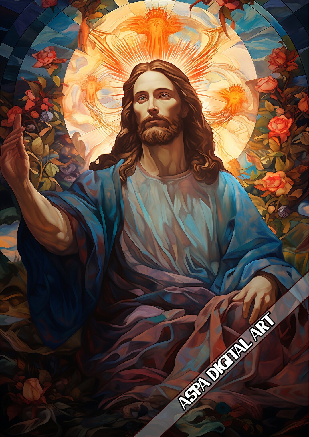 Jesus Christ Digital Artwork Instant Print, Digital Illustration of ...