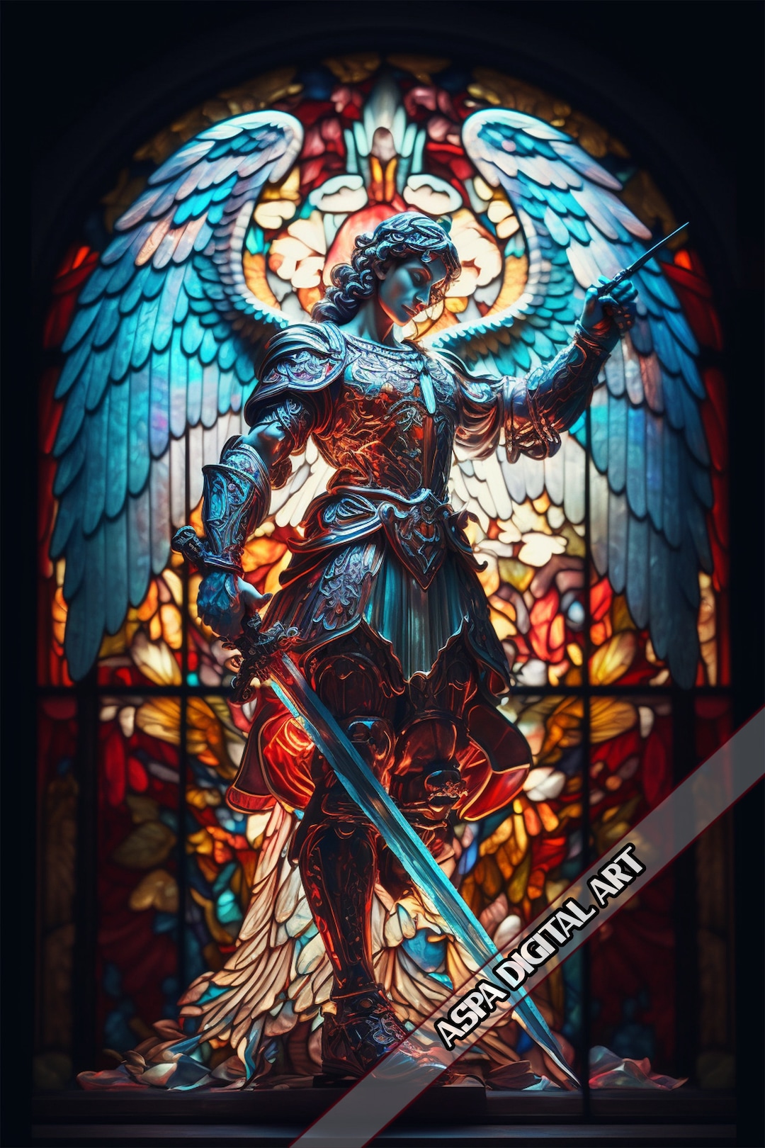 Digital Art Archangel Michael, Archangel Michael Warrior Saint Slaying ...