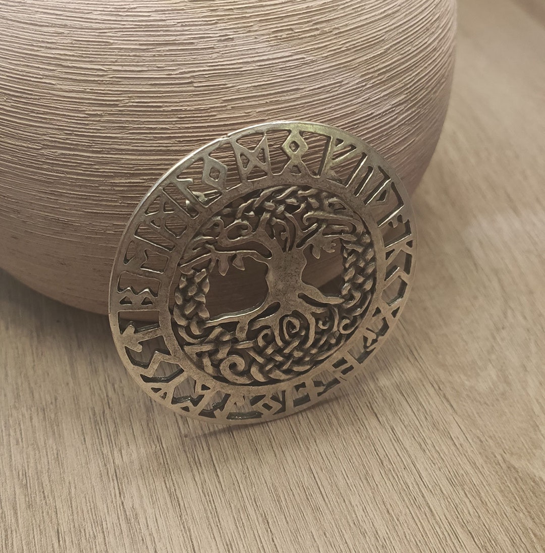 Viking Brooch, Norse Raiders Pin, Tree of Life Brooch With Pin, Cres ...