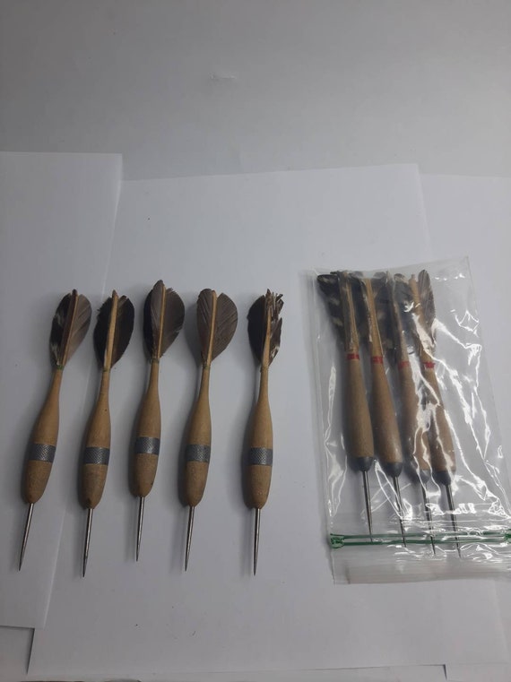 Vintage Two Sets of Wooden Darts Steel Tips 9 Total | Etsy