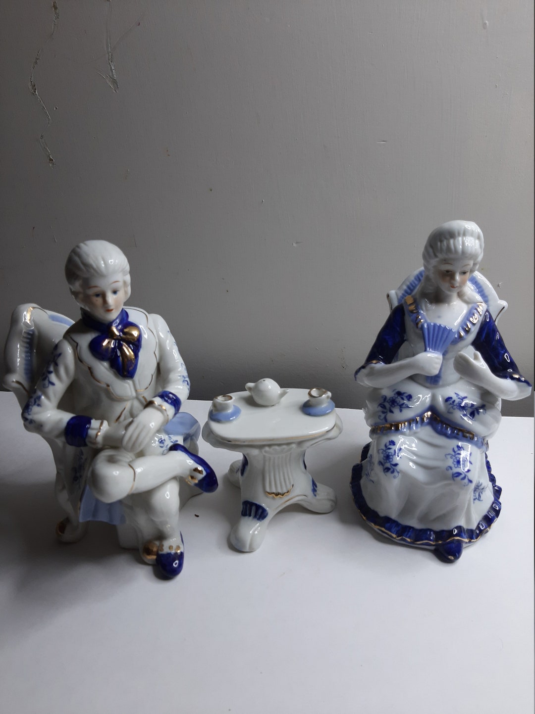 German Ceramic Victorian Tea Figures - Etsy