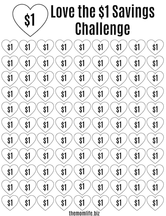 LOVE Savings Challenge One Dollar a Day - Etsy