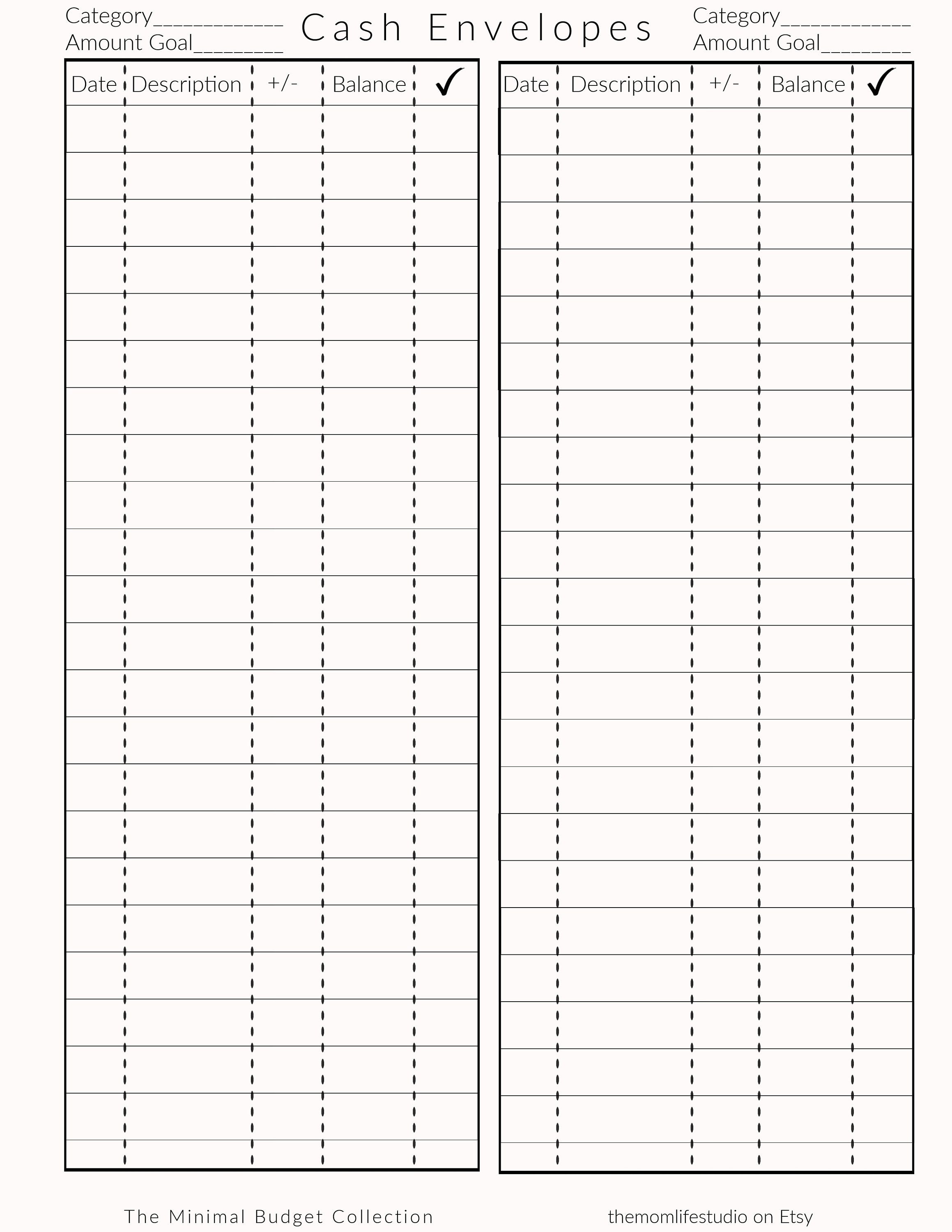 Cash envelope tracker printable - lostshery