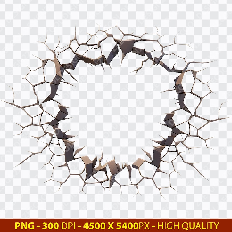 3D Cracked Wall PNG, 3D Hole in Cracked Wall Png, Cracked Wall Png ...