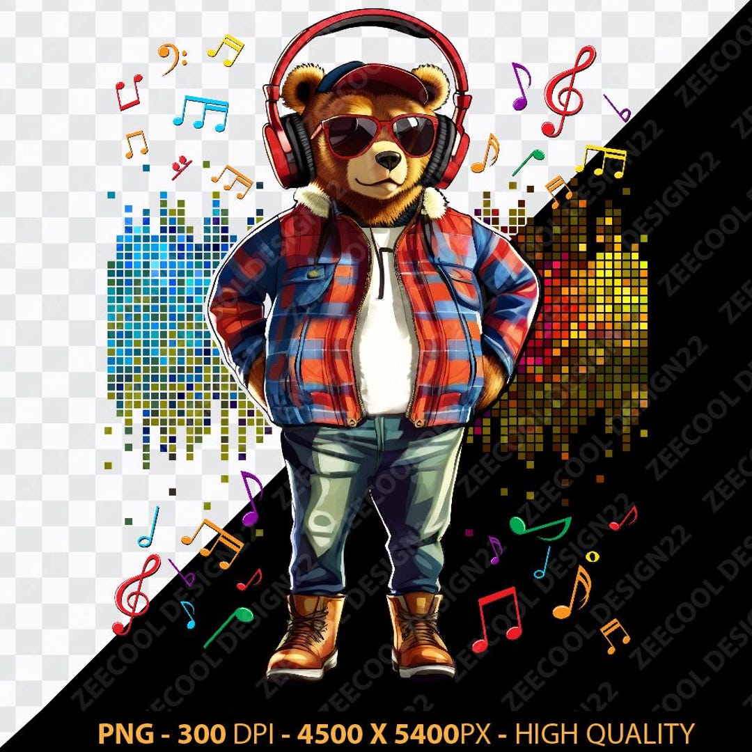 Music Teddy Bear PNG, DJ Teddy Bear Png, Hip Hop Teddy Bear Png, Cool ...