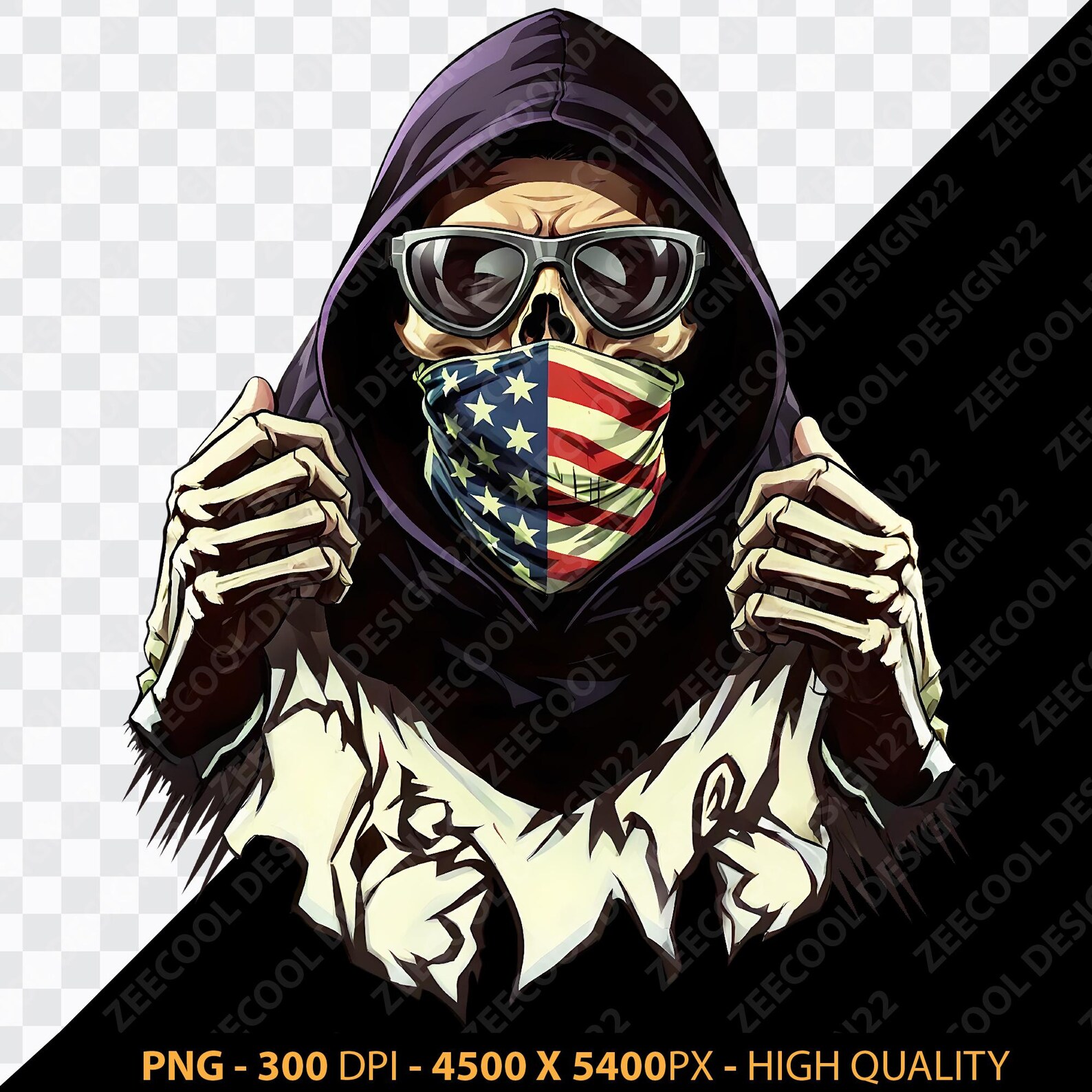 Skull Rip Open Shirt PNG, Skull USA Flag Png, Ripped Skull Png, Ripped ...
