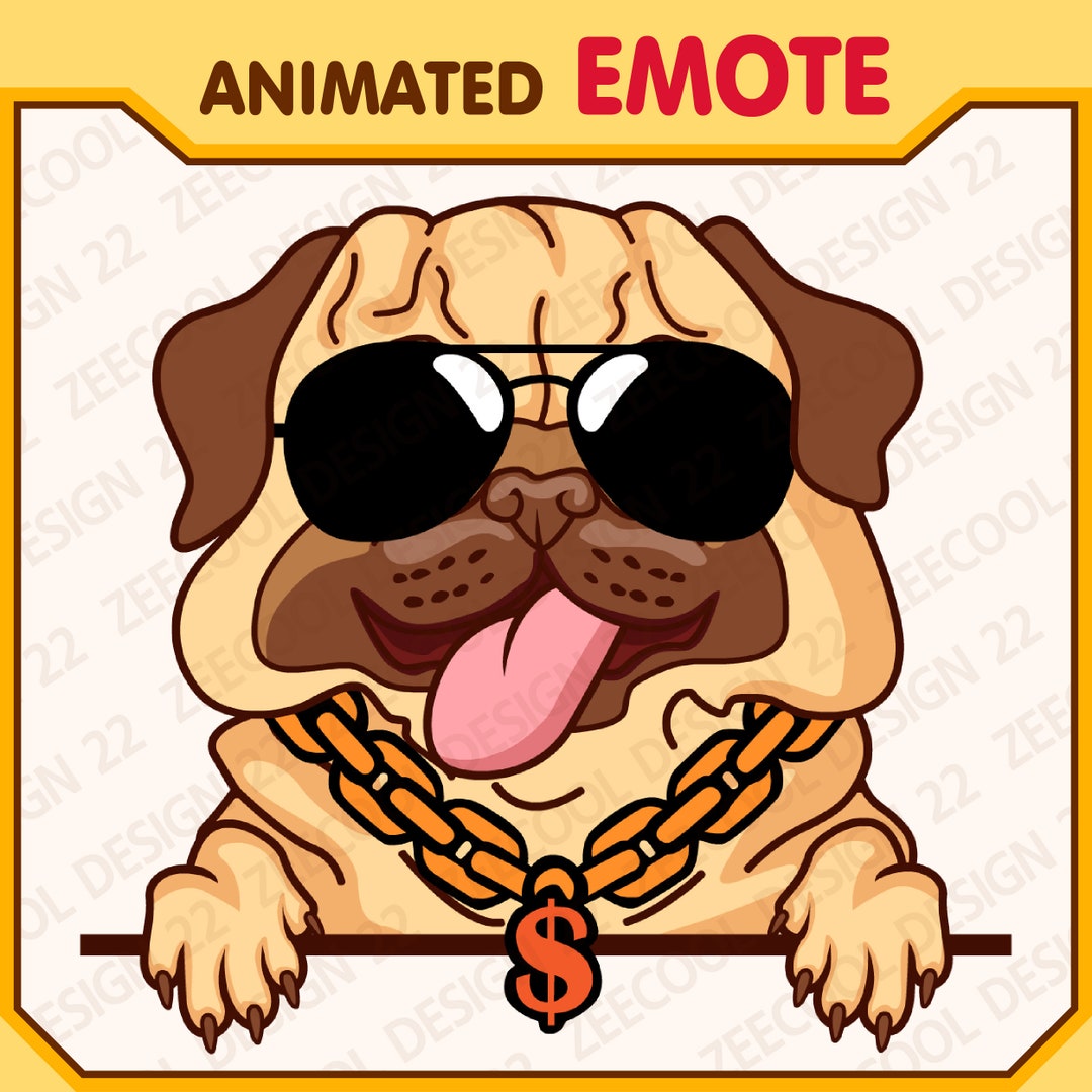 Animated Twitch Emote, Animated Cute Pug Lick Emote, Cute Pug Emote ...