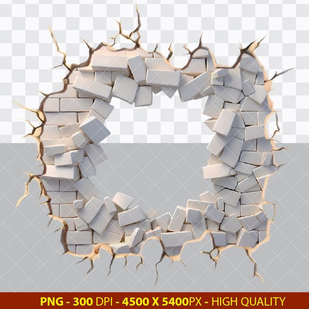 3D Cracked Wall PNG, Cracked Wall Png, 3D Hole in Cracked Wall Png ...