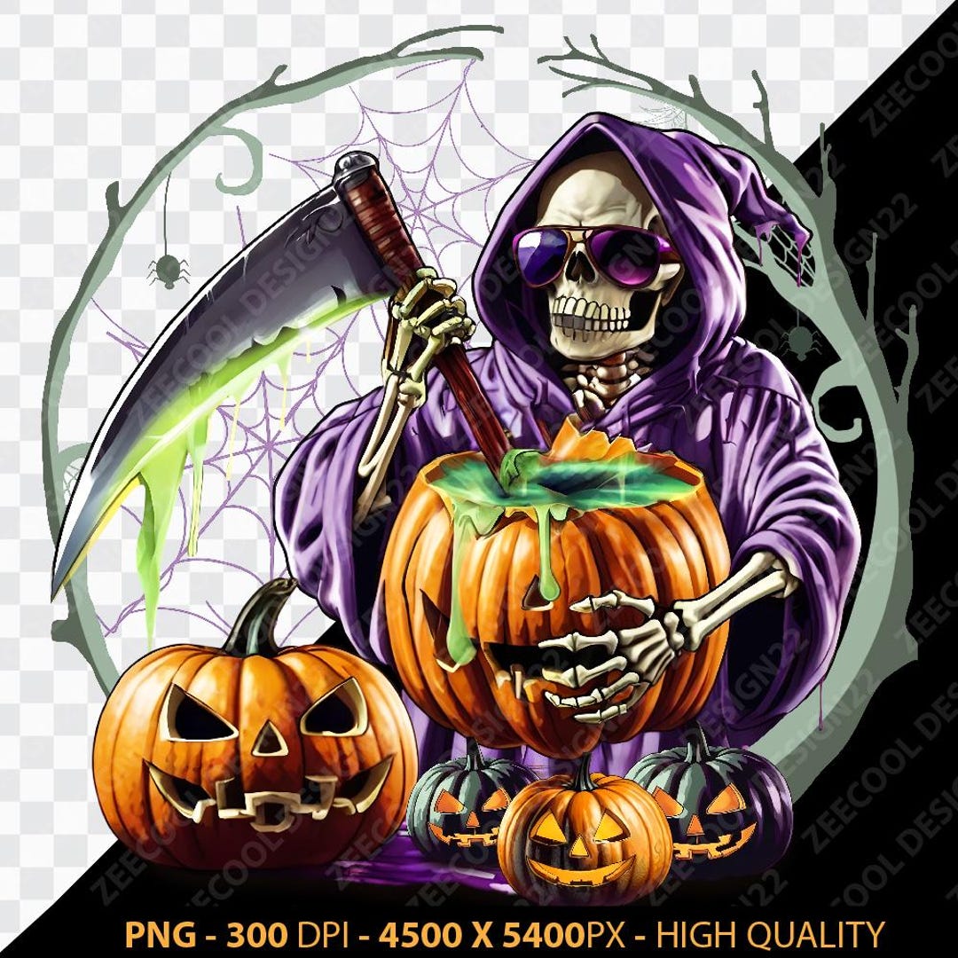Skeleton Halloween PNG, Pumpkin Png, Vintage Skeleton Clipart, Spooky ...