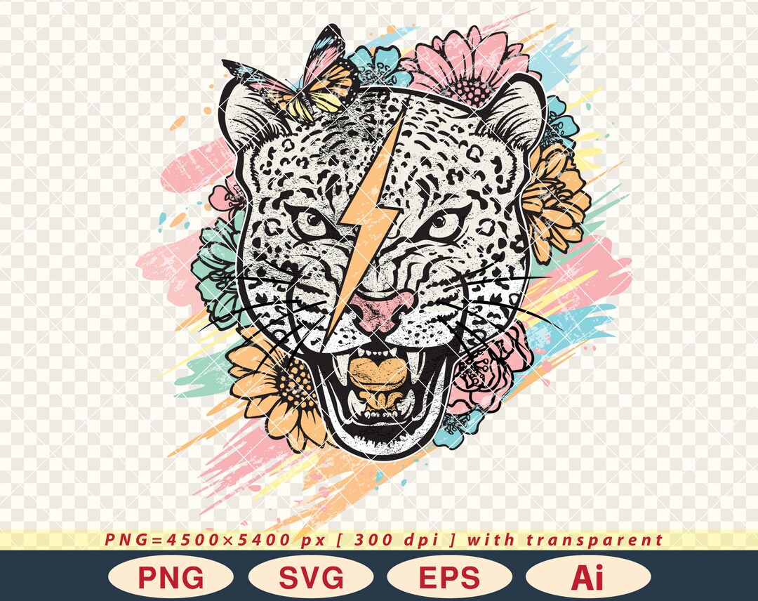 Snow Leopard PNG Flowers PNG Leopard Flowers Butterfly - Etsy