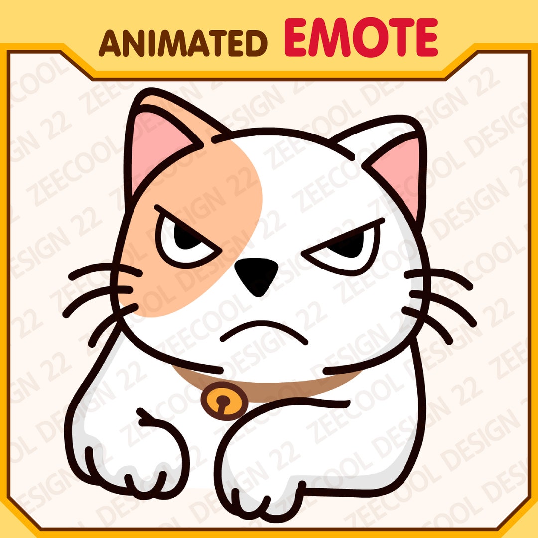 Animated Twitch Emote, Shaking Head Emote, Cute White Cat Emote, Cute ...