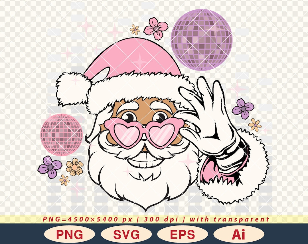 Disco Santa Claus PNG Preppy Santa Png Groovy Christmas Png - Etsy