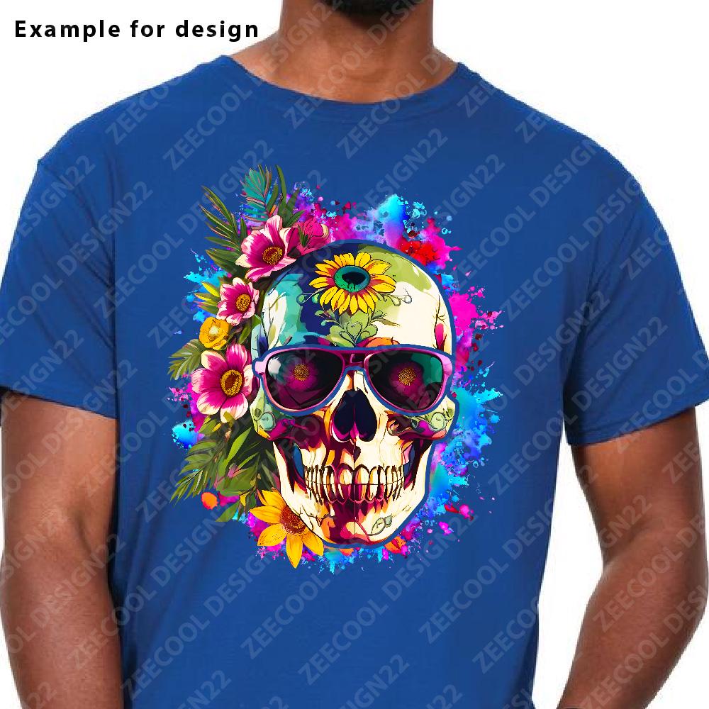 Colorful Skull PNG, Watercolour Floral Skull Png, Woman Skeleton Png ...