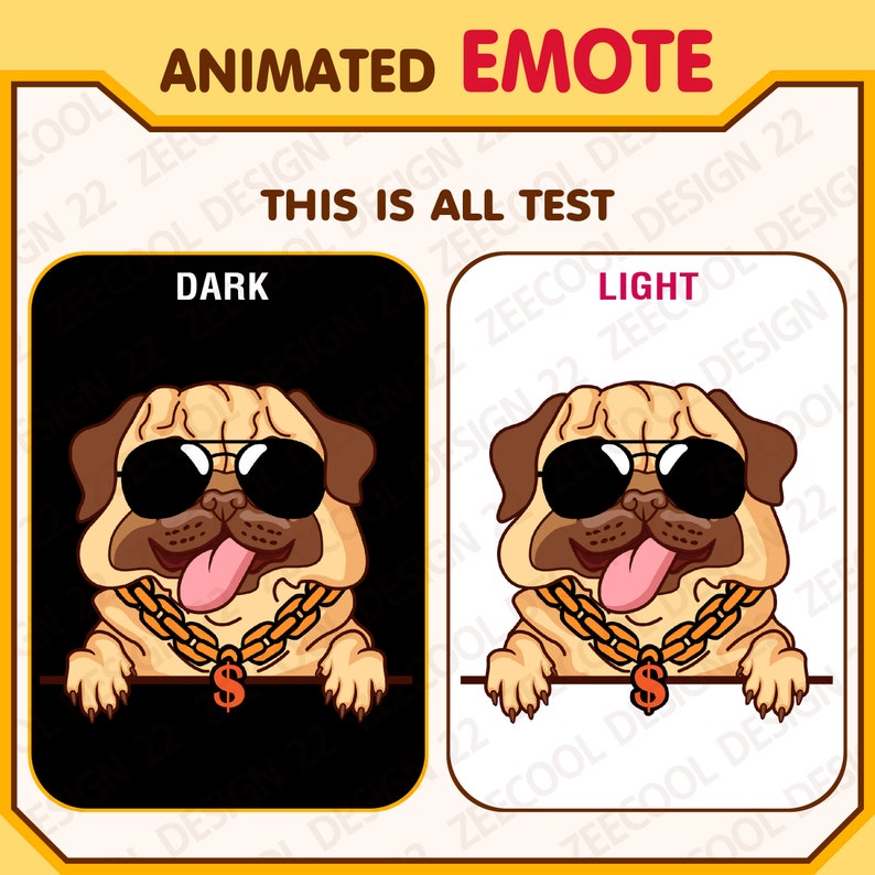 Animated Twitch Emote, Animated Cute Pug Lick Emote, Cute Pug Emote ...