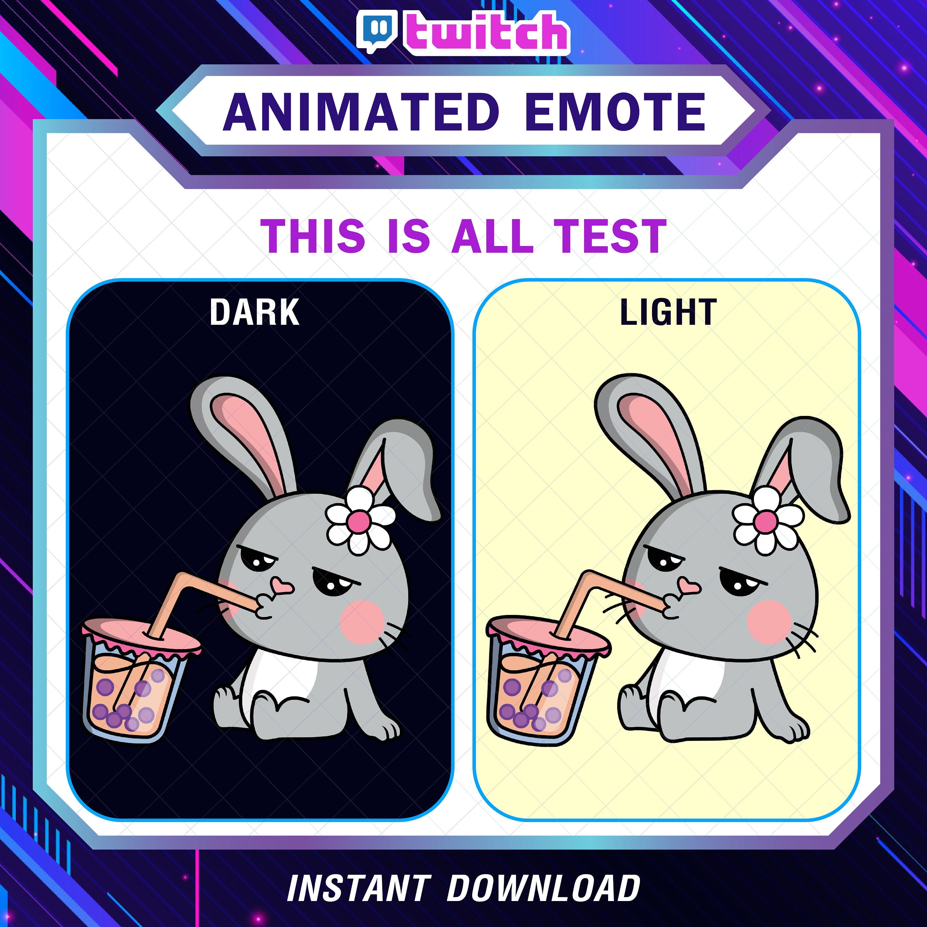 Animated Twitch Emote, Cute Bunny Emote, Cute Rabbit Emote, Cute Emote ...