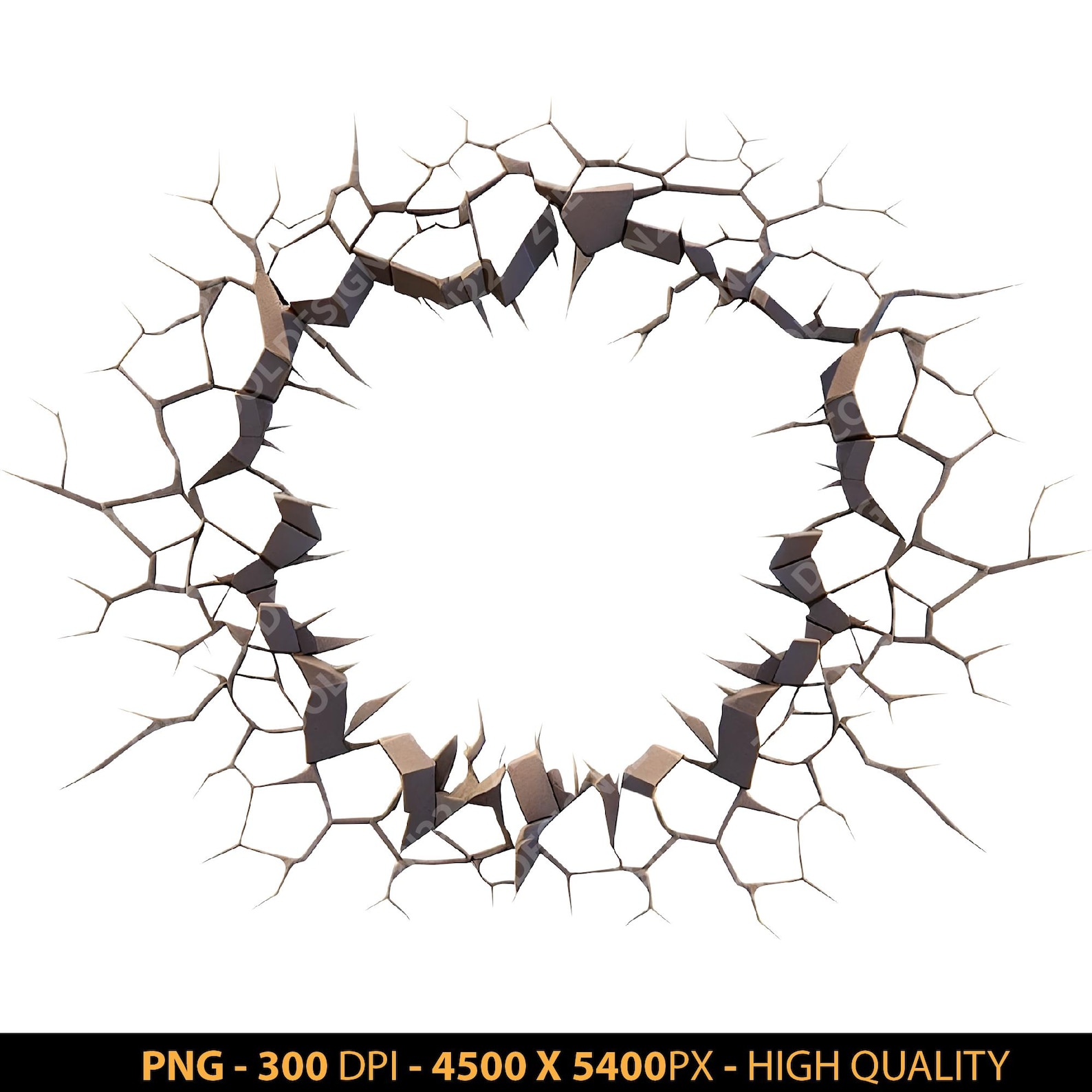 3D Cracked Wall PNG, 3D Hole in Cracked Wall Png, Cracked Wall Png ...