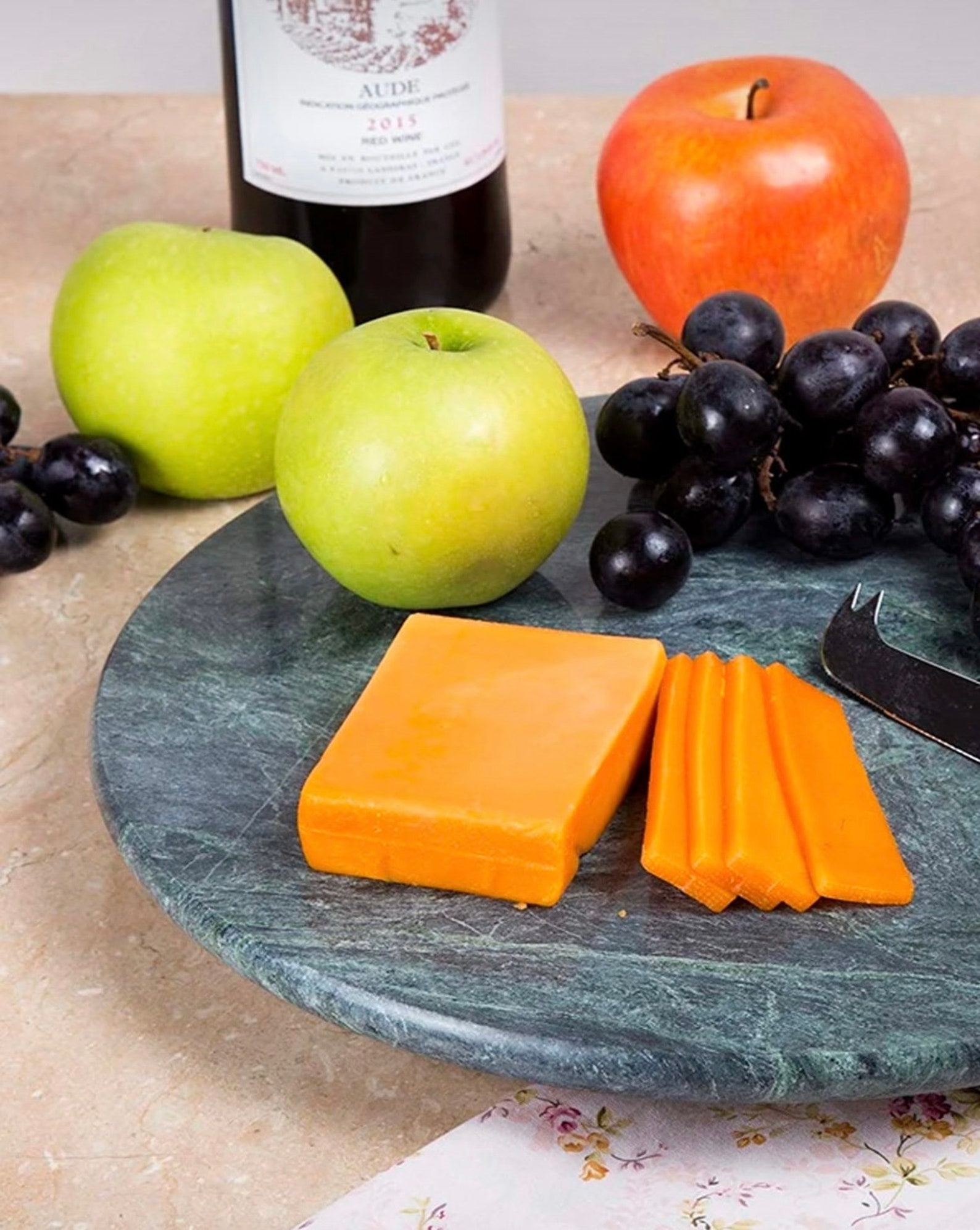 Round Marble Platter White/black/green Marble cheese | Etsy