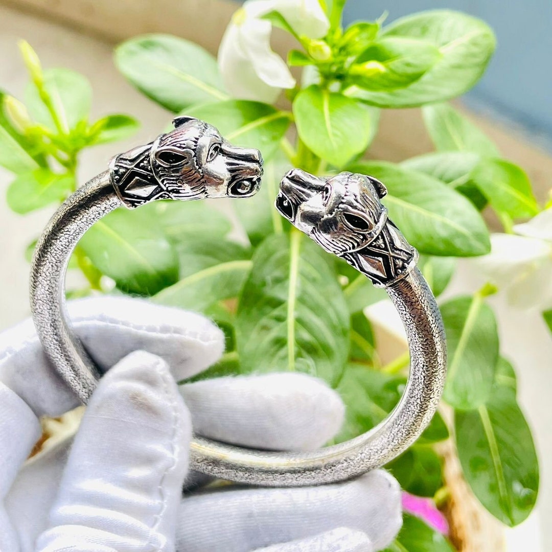 Buy Lion Cuff Bangles, 925 Silver, Oxidized Bangles, Animal Bracelet ...