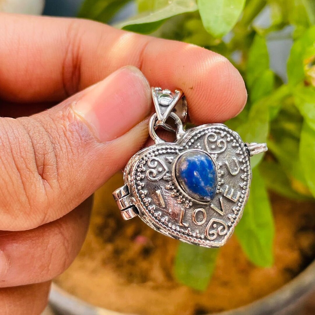 Poison Pendant Natural Lapis Gemstone, 925 Silver Plated Pendant ...