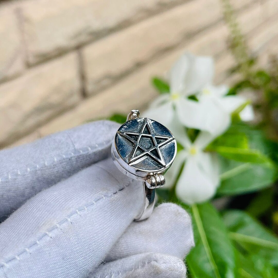 Buy Beautiful Silver Plated Poison Ring-solid Round Poison Ring-star ...
