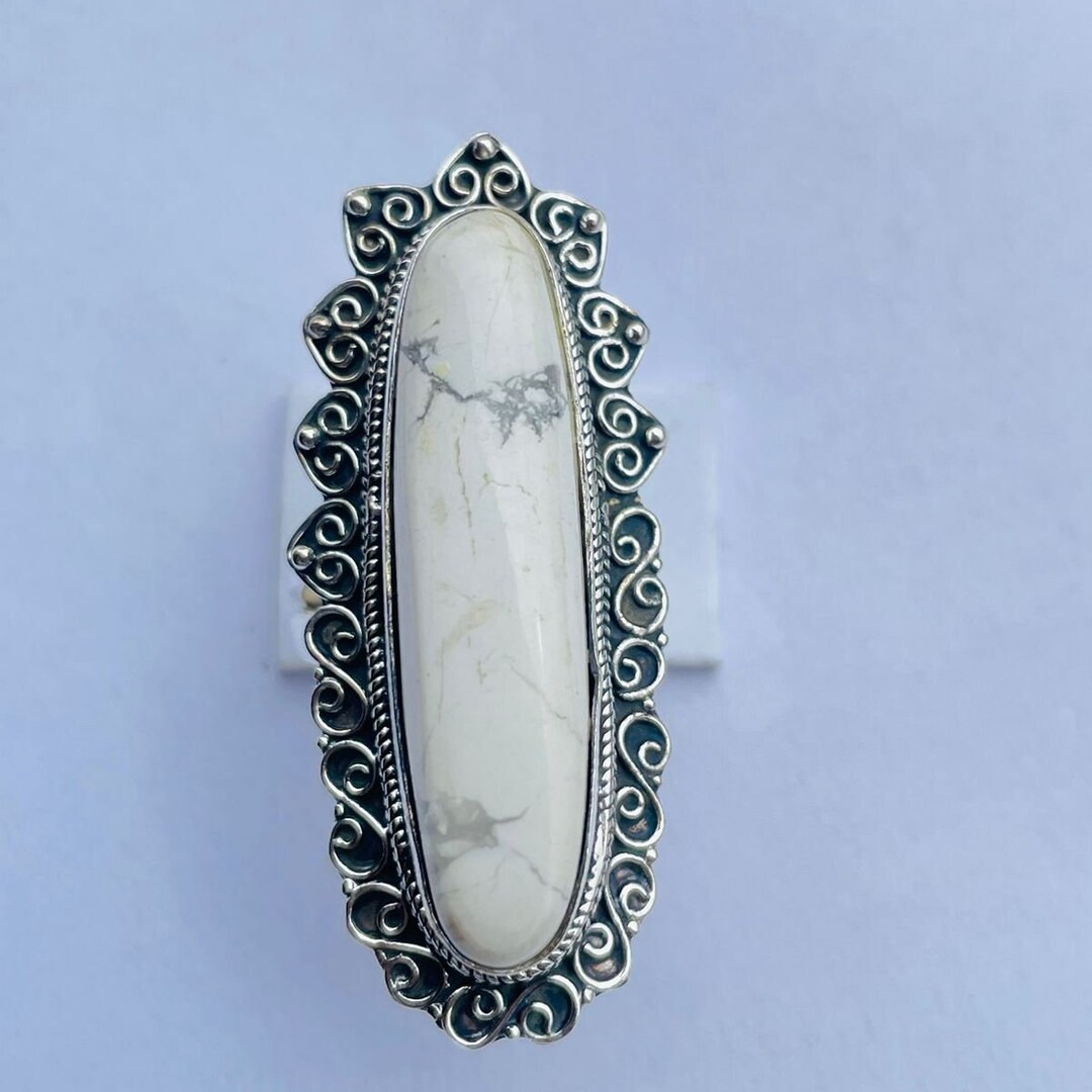 Buy Gorgeous Howlite Stone Ring/925 Sterling Silver Plated Ring ...