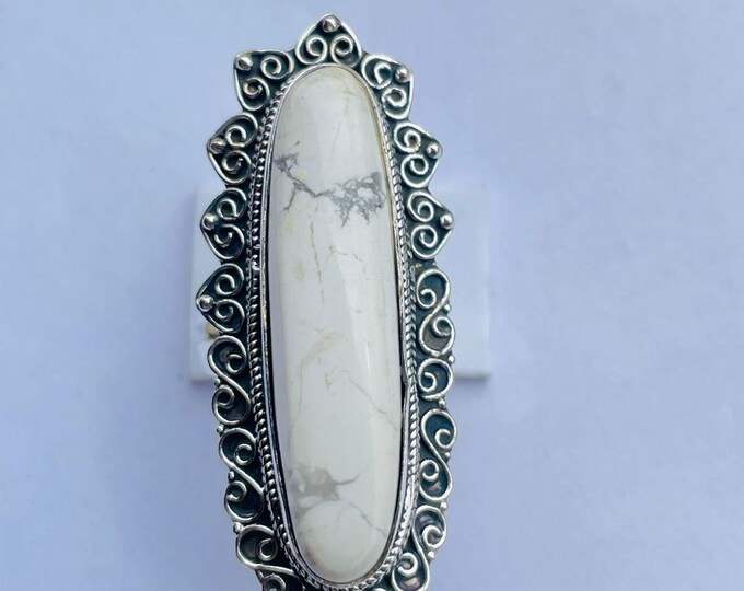 Howlite Ring,handmade Statement Ring,natural Howlite Gemstone,gift for ...