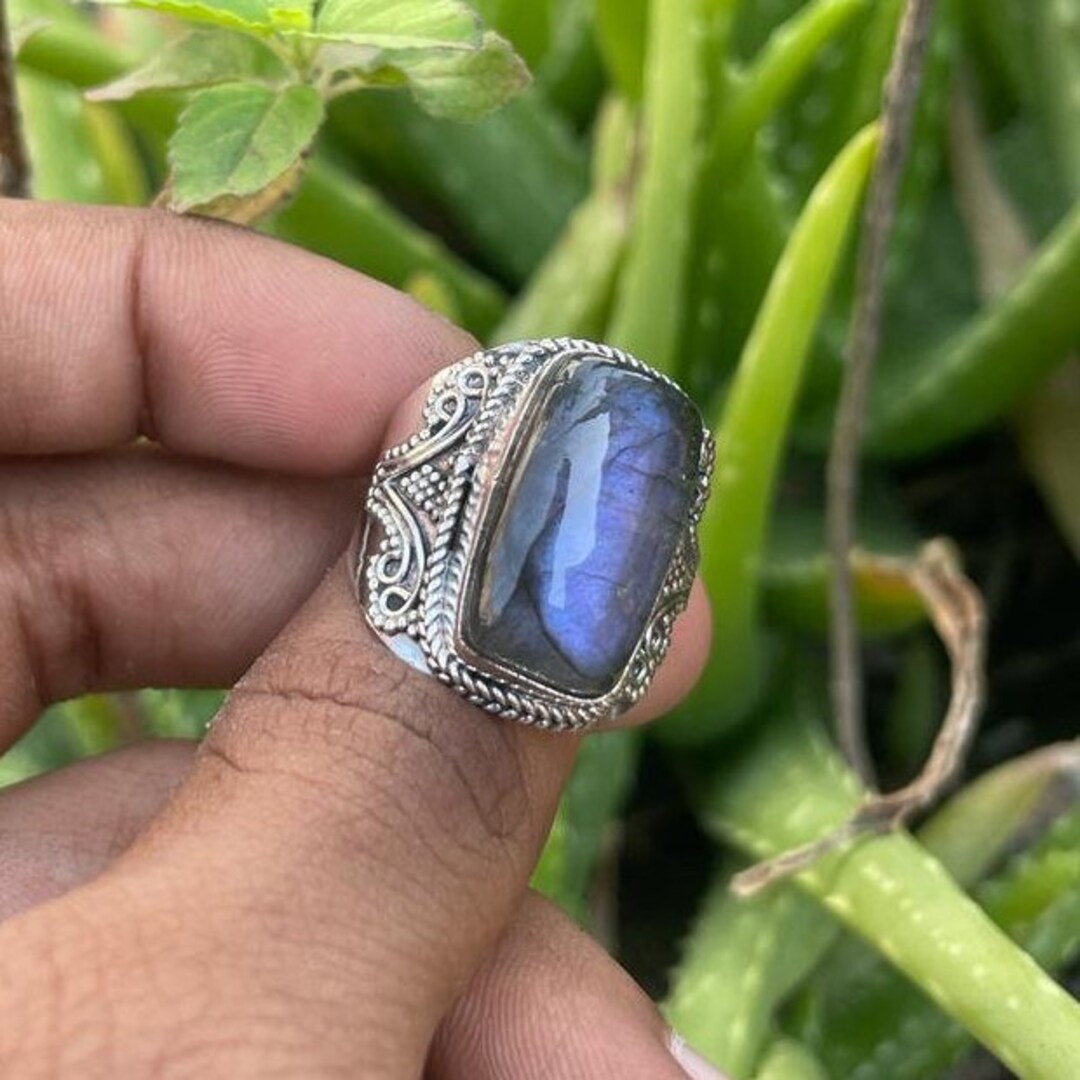 Buy Natural Purple Labradorite Ring ,silver Plated, Handmade Ring ...